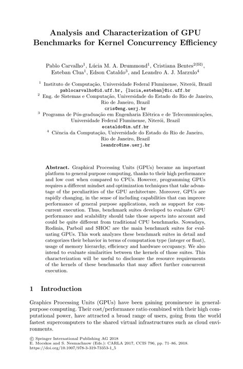 Pdf Analysis And Characterization Of Gpu Benchmarks For Kernel