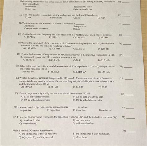 Solved 22 Replacing The Inductor In A Series Resonant