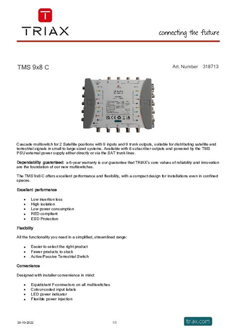 TRIAX TMS X C CASCADE Multiswitch From Alltrade