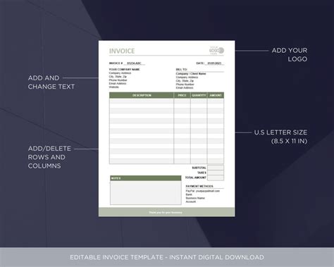 Invoice Template Bundle Editable Invoice Business Invoice Etsy