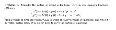 Solved Problem Consider The System Of Second Order Chegg