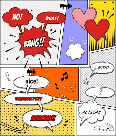 만화 연설 거품의 컬렉션입니다 만화 연설 거품 낙서 세트 프리미엄 벡터