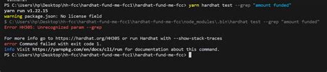lesson 7 my fundme test js is not working as expected using command
