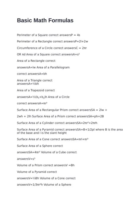 Basic Math Formulas Exam With 100 Correct Answers 2025 Basic Math Formulas Stuvia Us