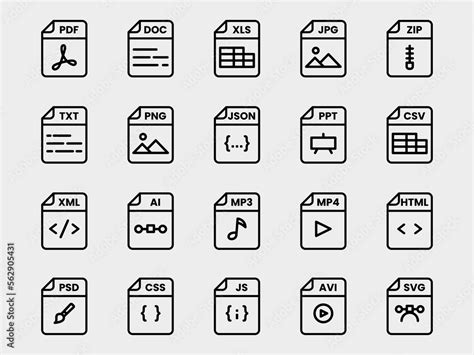 Document File Format Folder Pdf Doc Xls Zip Txt Png Json Ppt Csv Xml Ai Mp Mp Html Psd Css