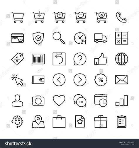 Online Shopping Ecommerce Line Icons Set Stock Vector Royalty Free 1162713322 Shutterstock