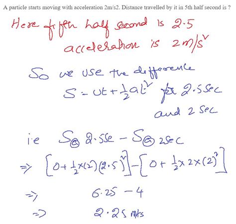 a particle starts moving with acceleration 2m s2 distance travelled