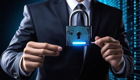 Premium Photo Businessman Securing Digital Data With Padlock Cyber