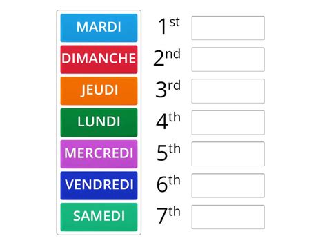 Jours De La Semaine Rank Order