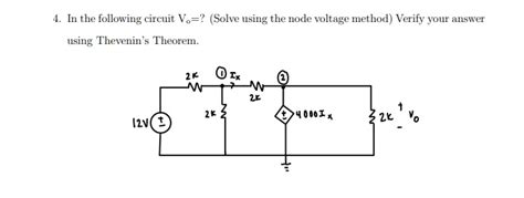 SOLVED In The Following Circuit V Solve Using The Node Voltage Method Verify Your