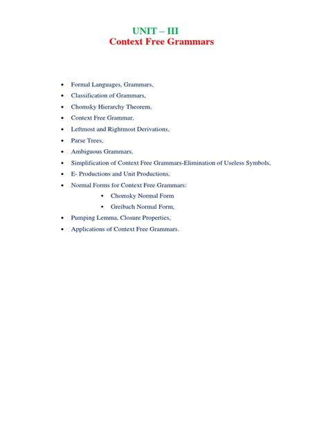 context free grammars unit iii pdf parsing computer science