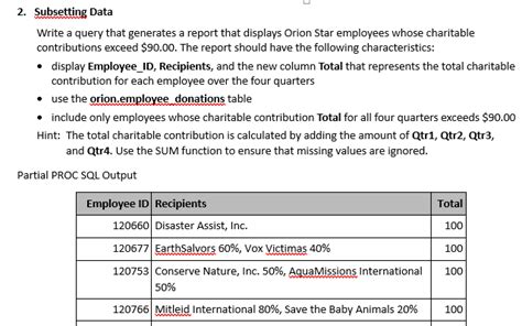 solved 2 subsetting data write a query that generates a