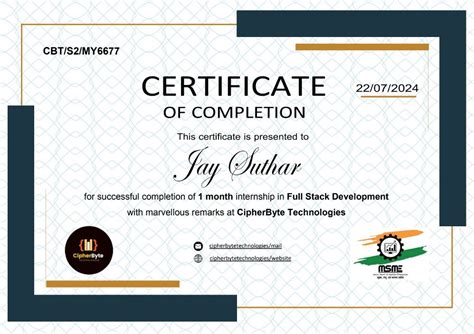 Finished 1 Month Internship With Cipherbyte Technology Jay Suthar