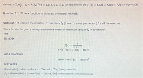 Solved Consider The Following Neural Network