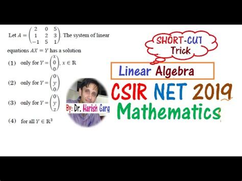 Linear Algebra Questions CSIR NET Dec Mathematics YouTube