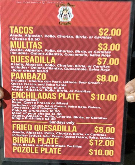 Menu At Doña Mari Cocinita Restaurant Sacramento