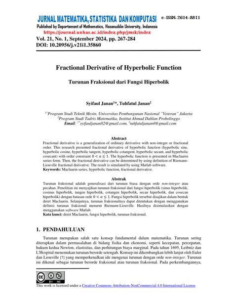 Pdf Fractional Derivative Of Hyperbolic Function