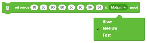 Set Servos At Speed PictoBlox Block Quadruped Quarky