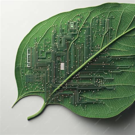 Digital Circuits Growing From Leaf Veins Organic Tech Evolution 3d Illustration Premium Ai
