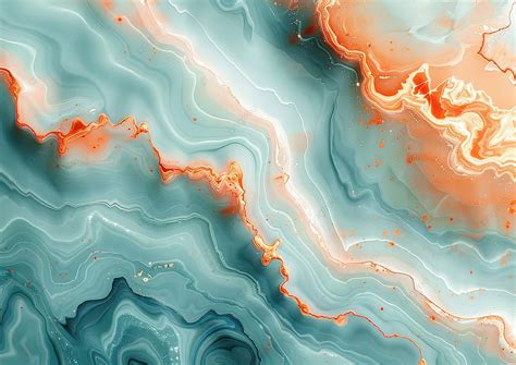 Abstract Fluid Art With Swirling Teal And Orange Patterns Background Abstract Art Fluid