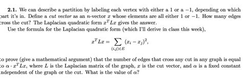 Solved 21 We Can Describe A Partition By Labeling Each