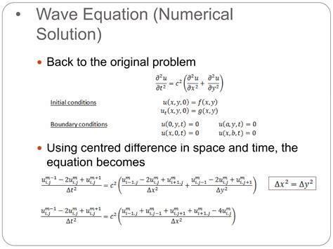2 Dimensional Wave Equation Analytical And Numerical Solution Pptx Physics Science