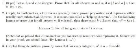 Solved Pts Let A B And C Be Integers Prove That Chegg