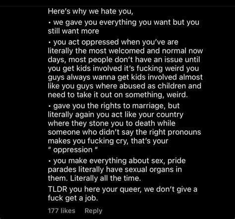 Foxbrain Comment On Why They Hate Lgbt People R Foxbrain