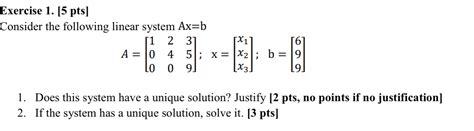 Solved Exercise 1. [5 pts]Consider the following linear | Chegg.com
