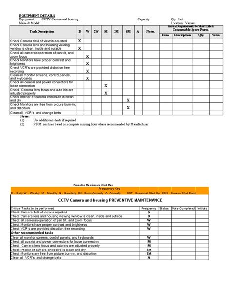 Cctv Camera And Housing Preventive Maintenance Pdf Camera Videocassette Recorder