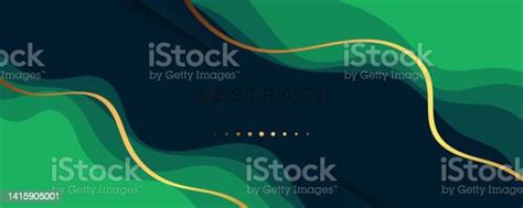 추상 파란색과 녹색 그라디언트 유체 웨이브 배경과 기하학적 모양 물결 모양의 층이있는 장식 종이 절단 방문 페이지 책 표지 브로셔 전단지 잡지 모든 브랜딩 배너 헤더 프리젠