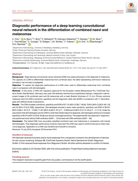 PDF Diagnostic Performance Of A Deep Learning Convolutional Neural Network In The