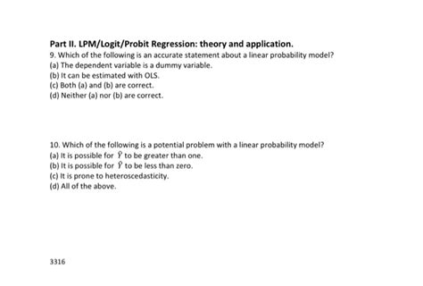 Solved Part Ii Lpmlogitprobit Regression Theory And