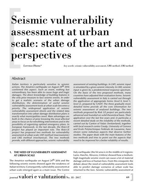 pdf seismic vulnerability assessment at urban scale state of