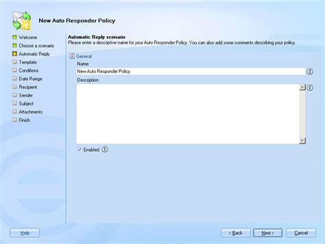 Auto Responder Adding An Automatic Reply Policy