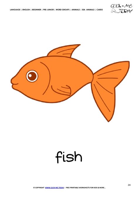 Sea Animal Flashcard Fish Printable Card Of Fish