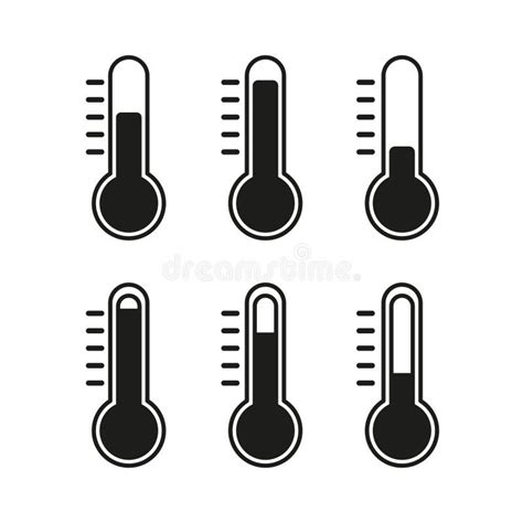 Temperature Icons Set Thermometer Measurement Indicators Climate Control Symbols Vector