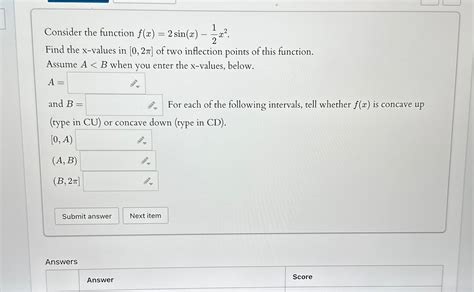 solved consider the function f x 2sin x 12x2 find the