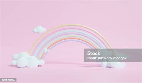 어린이 또는 아기 제품을위한 빈 공간이있는 다채로운 파스텔 구름과 무지개의 3d 렌더링 0명에 대한 스톡 사진 및 기타 이미지 0명 3차원 형태 계단 Istock
