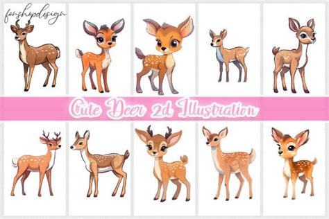 Cute Deer 2d Illustration Graphic By Fonshopdesign · Creative Fabrica