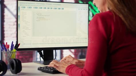Freelancer Typing Commands Into A Futuristic Ai Chatbot To Help Solve Tasks Stock Footage
