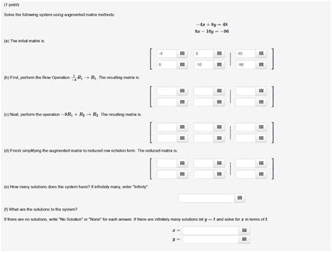 solved solve the following system using augmented matrix