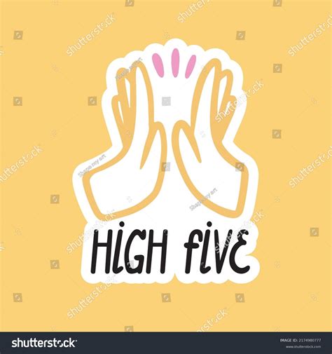 High Five Sticker Outline Image Two Stock Vector Royalty Free