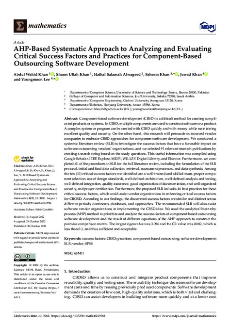 Pdf Ahp Based Systematic Approach To Analyzing And Evaluating