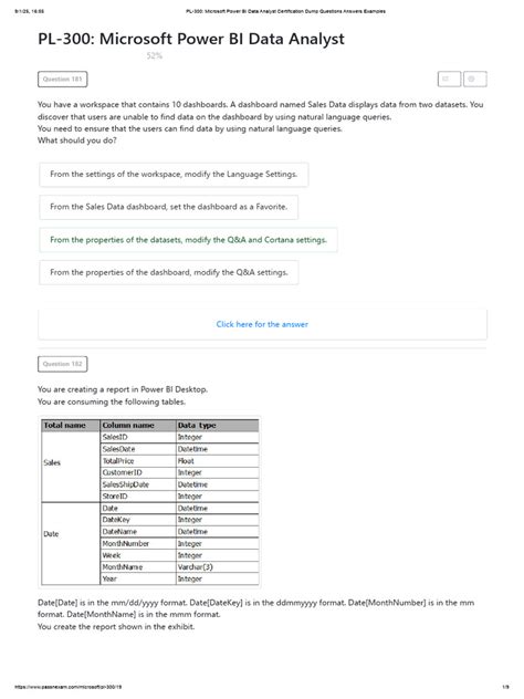 P19 A Pl 300 Microsoft Power Bi Data Analyst Certification Dump Questions Answers Examples