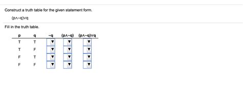 Solved Construct A Truth Table For The Given Statement Form Chegg