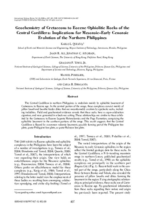 Pdf Geochemistry Of Cretaceous To Eocene Ophiolitic Rocks Of The