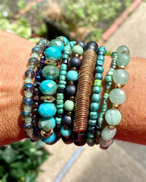 Multi Layered Beaded Stretch Bracelet Etsy