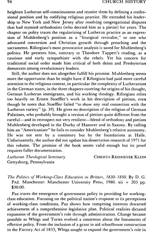 The Politics Of Working Class Education In Britain 18301850 By D G