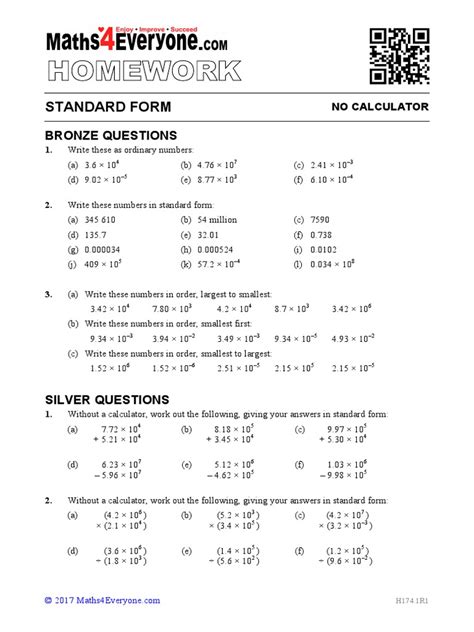 Standard Form Questions Pdf Mathematics Arithmetic